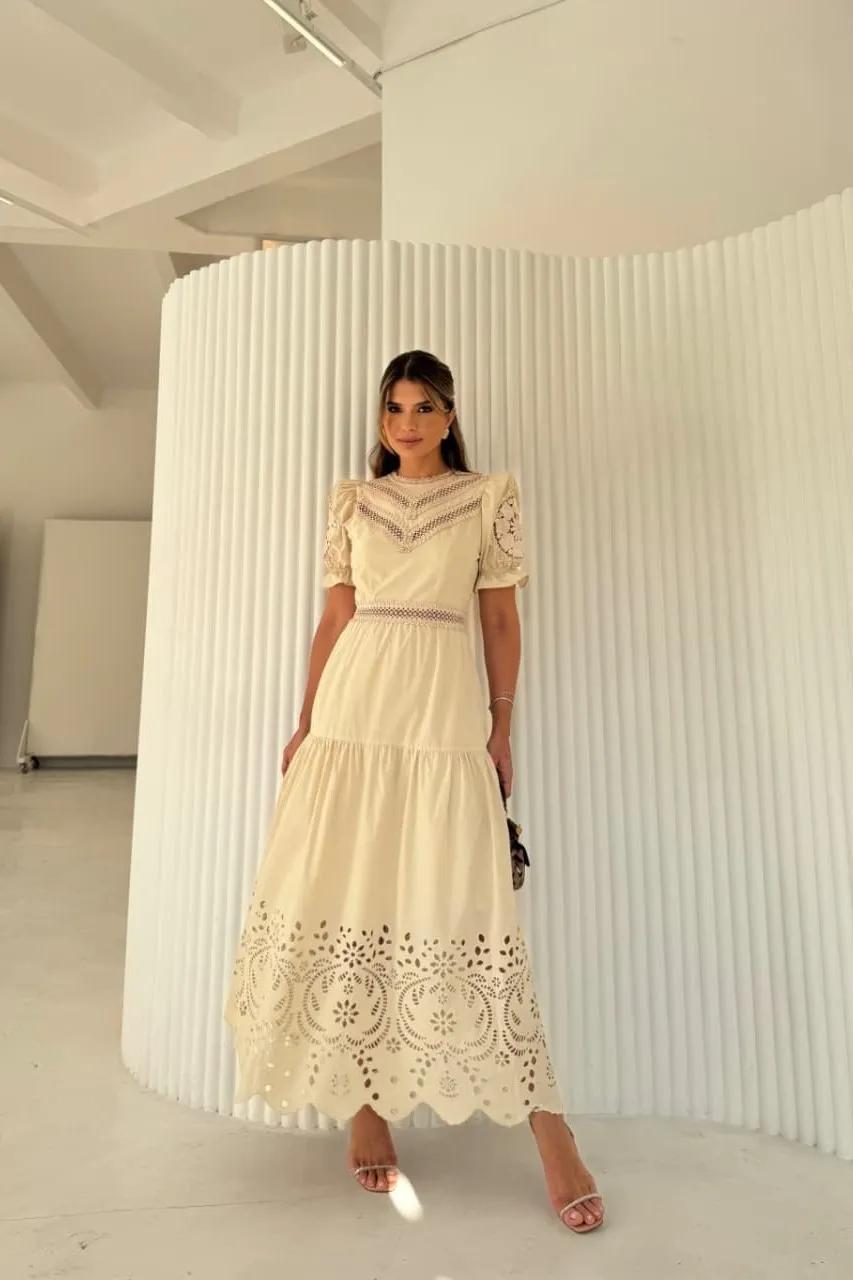 VESTIDO MANGA BORDADO ADELINE - Atacadíssima